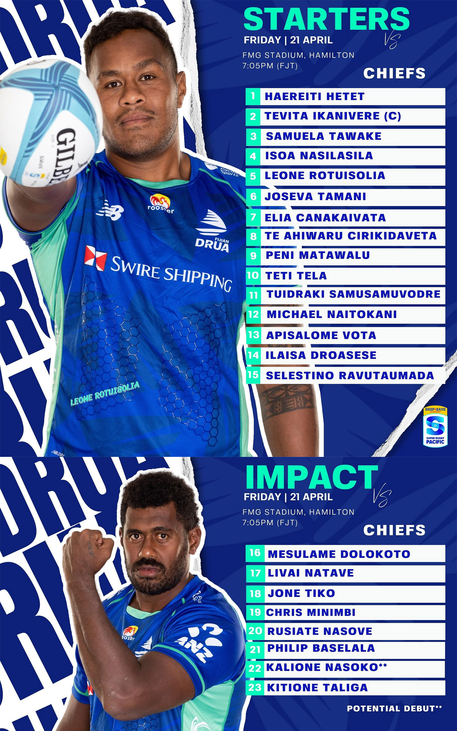 Drua set to take on Chiefs – FBC News