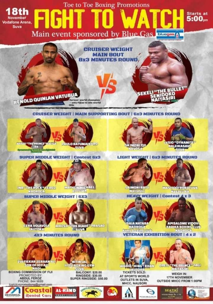 Senidoko, Vatubua to headline Toe-to Toe Boxing Promotion event – FBC News