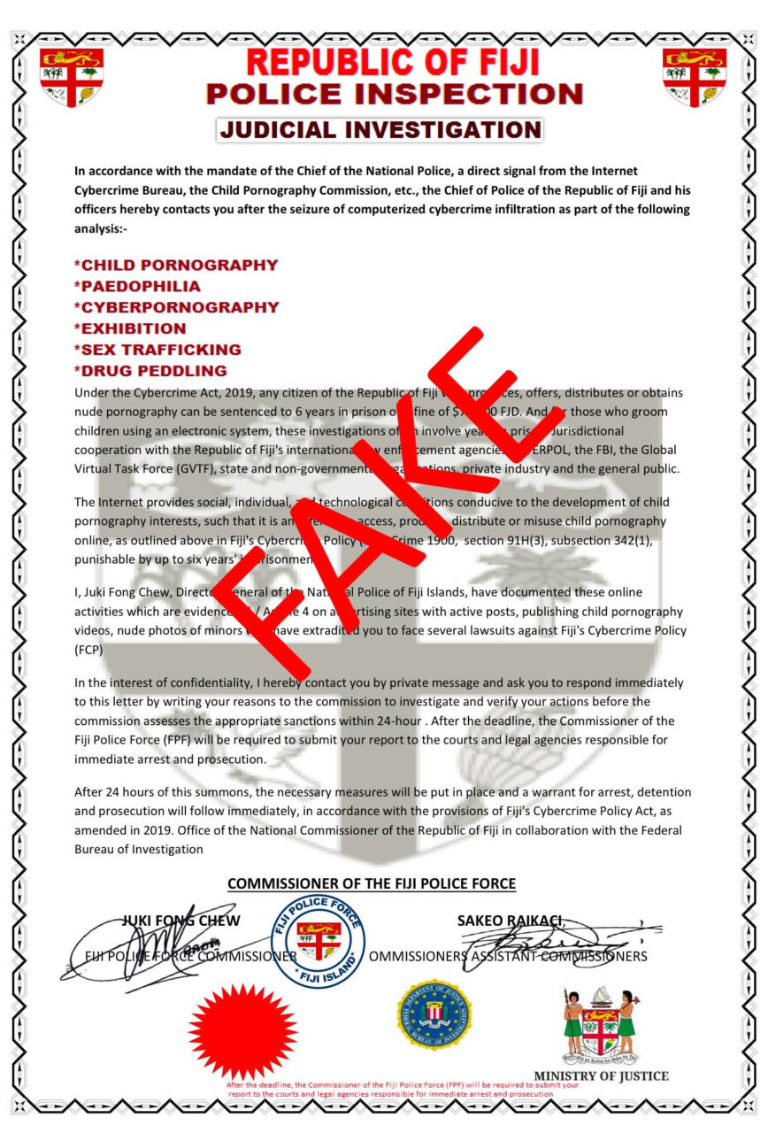 Beware of scam email, warns police – FBC News