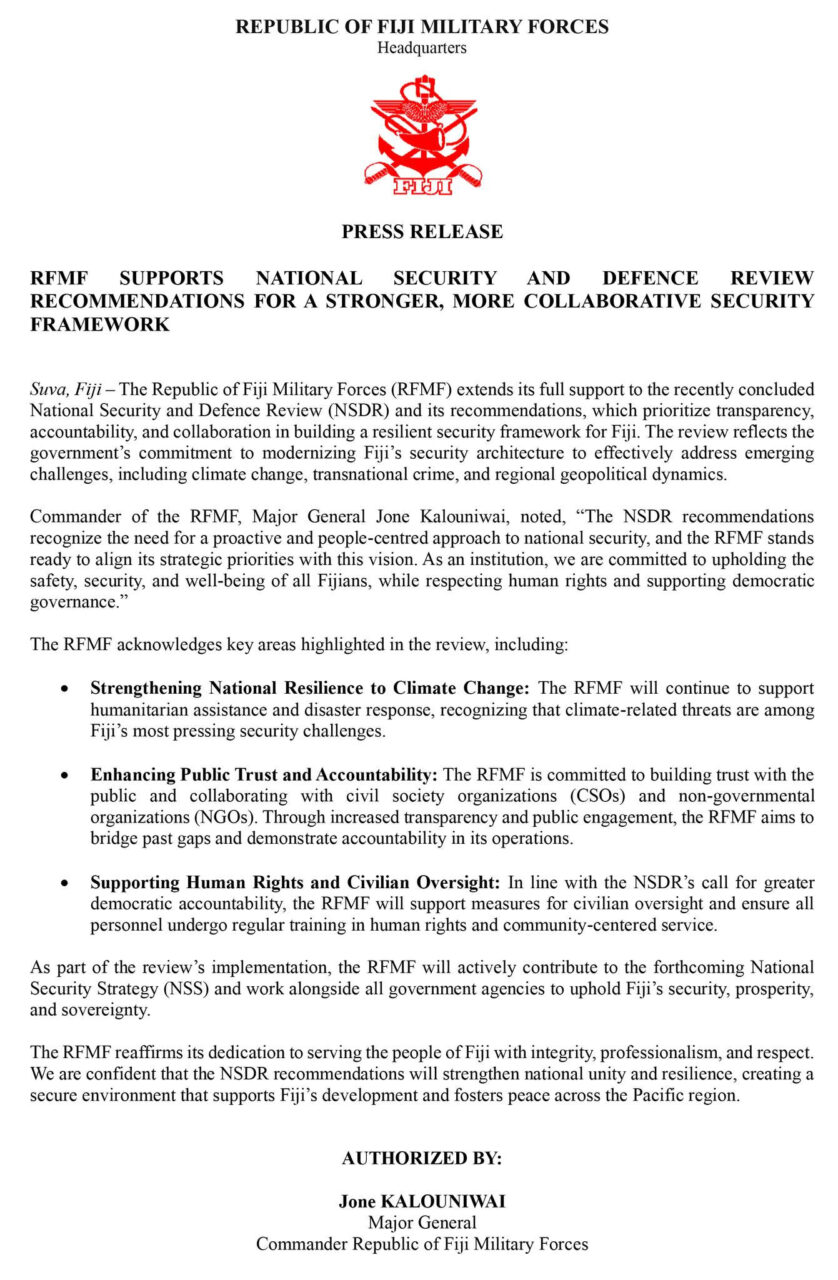 RFMF supports review recommendations – FBC News